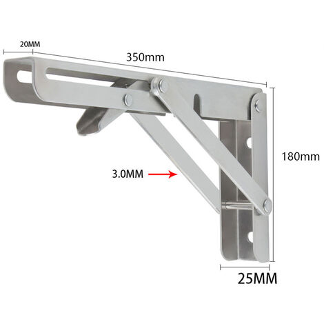 2 Pièces 350mm Equerre Rabattable Murale en Acier Inoxydable, Support ...