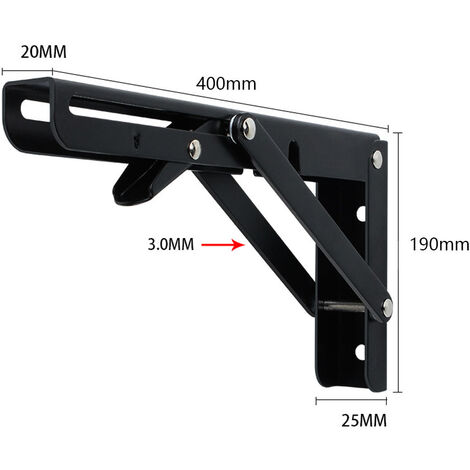 2 Pièces 400mm Equerre Rabattable Murale Noir, Support Console Pliable ...