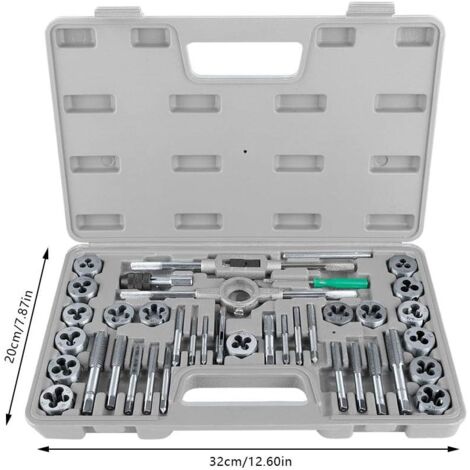 Coffret de 40 Pcs Tarauds et Matrices M3-M12 Ensemble de Filières en Acier avec 17 x Robinets 17 ...