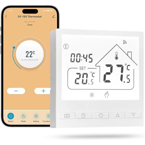 CSPARKV Thermostat Connecté Tuya, Thermostat WiFi pour Chaudière/Chauffage électrique au Sol ...