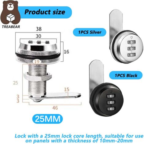 CSPARKV 2Pcs Serrure Boite Aux Lettres, Serrure a Code, Verrou Placard, Serrures de Boîte 25mm ...