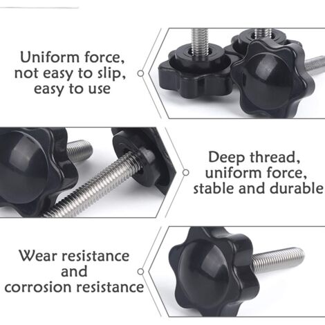 CSPARKV Lot de 10 vis à étoile M8 x 50 mm - Filetage - Bouton de ...