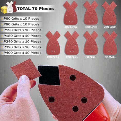 CSPARKV 70 Pièces Feuilles Abrasives Papier Abrasif Triangles 10 X 60 ...