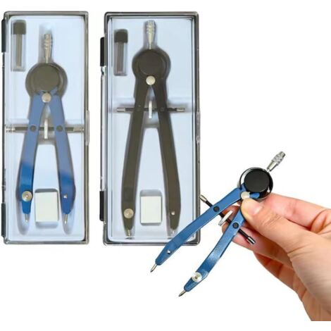 2 pcs Compas à Réglage Rapide avec Recharge et Gomme, Compas en Métal ...