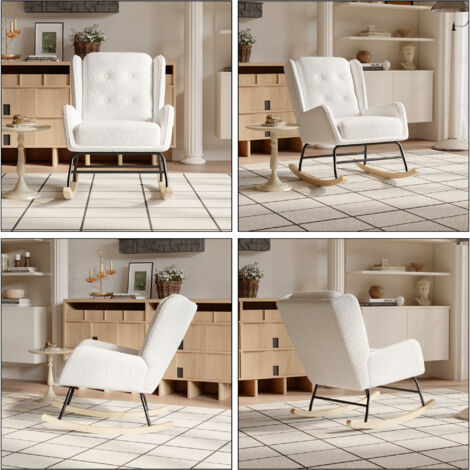 Fauteuil à bascule allaitement scandinave, Rocking chair avec dossier ...