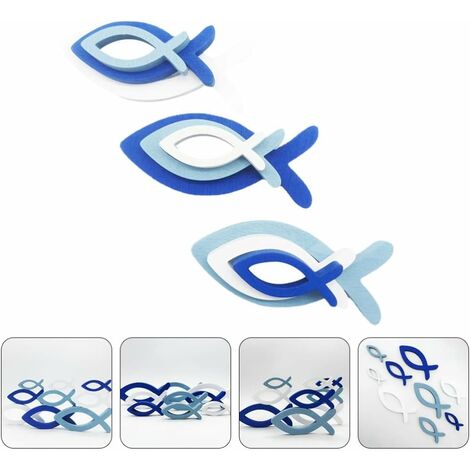 pièces décorations de poisson en bois 3D Statues de poisson été océan ...