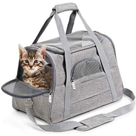 Sac de transport Pour Animal Chien Chat Tissu Oxford，（ 43x25x28cm，Gris）