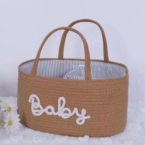 Panier à couches pour bébé, panier de rangement pour bébé, marron