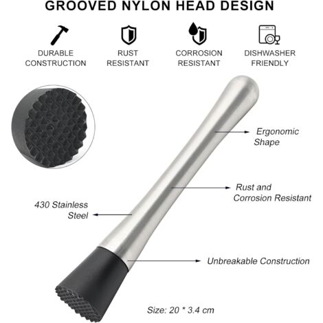 Pilon à Cocktail, Pilon à Cocktail en Acier Inoxydable, Outils de Bar ...