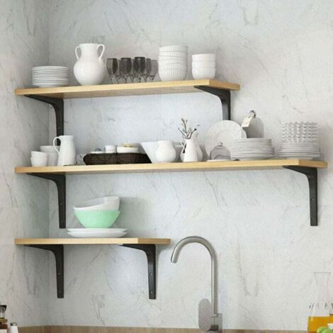 4pcs Équerre pour Étagère Murale Noire Support d’Étagère en Métal ...