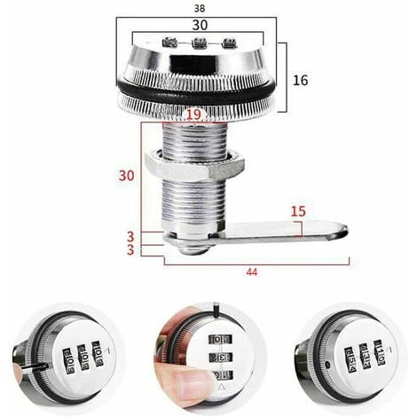Lot de 2 PCS 3 Code à Chiffres Combinaison Serrure à Came Serrure Armoire 1930mm Serrure à Code ...