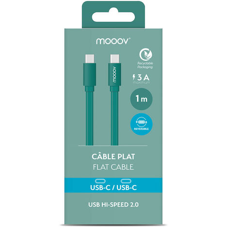 Câble USB-C / USB-C plat 1 m - vert quetzal