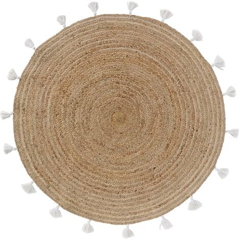 Tapis rond jute 120 cm Shira blanc