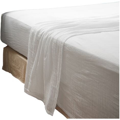 Drap plat double gaze de coton Gaia 270 x 300 cm Blanc