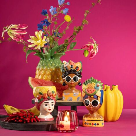 Vase pour fleurs séchées ou cache pot Banane 14x15x14cm