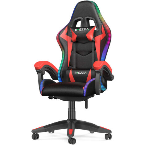 Ergonomic PU Leather Office Chair RGB LED RACING GAMING CHAIRwith ...