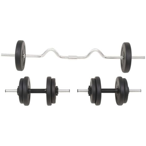 Haltères 30 kg réglables avec connecteur de barre de musculation ...