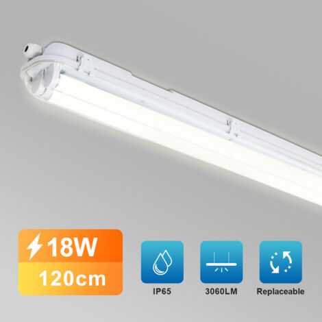 (Deactive)Led Luminaire Pour Locaux Humides Avec Lampe D'Atelier Ip65 Étanches 120cm Blanc neutre 2X