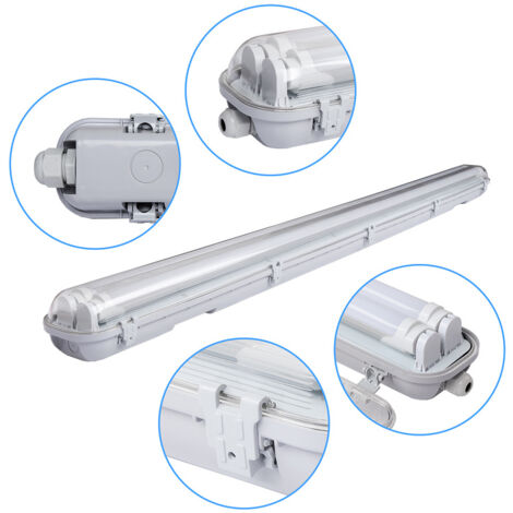 (Deactive)Led Luminaire Pour Locaux Humides Avec Lampe D'Atelier Ip65 Étanches 120cm Blanc neutre 2X