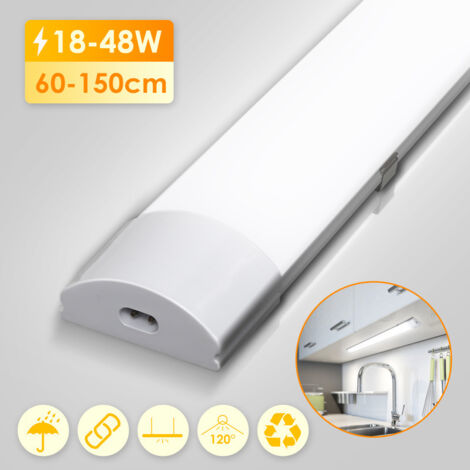 VINGO Lampe LED pour locaux humides blanc neutre Cave Atelier Lampe à vasque 60cm