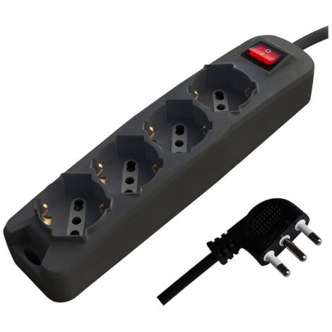 Multiprise 4 prises V-TAC 10/16 A, double face/Schuko, interrupteur 45 ...