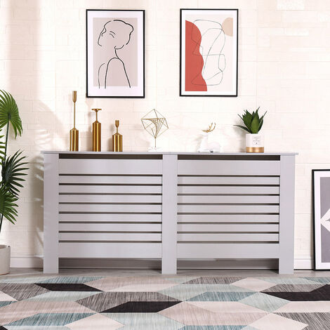 FURNITURE HMD High gloss Radiator Cover,Grey-171.5x19x82cm(WxDxH)