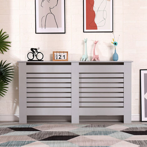 FURNITURE HMD High gloss Radiator Cover,Grey-151.5x19x82cm(WxDxH)