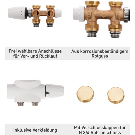 Heimeier Set Multilux 4 1/2-pipe Hahnblock mit Zweipunktanschl. Eck- oder Durchgangsform 9690-42.000