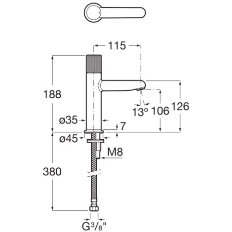 ROCA A5A3B3FC00 NU Grifo Monomando Lavabo Cold Start Maneta Stripes Cromo - ref: A5A3B3FC00