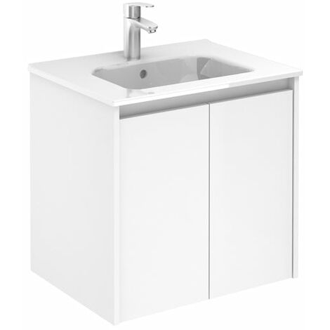 ROYO SANSA Mueble+Lavabo 2 Puertas Blanco Brillo - Medida: 70 CMS
