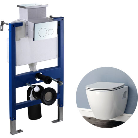 Modern Bathroom Wall Hung Toilet Round WC pan with 0.82M Concealed ...