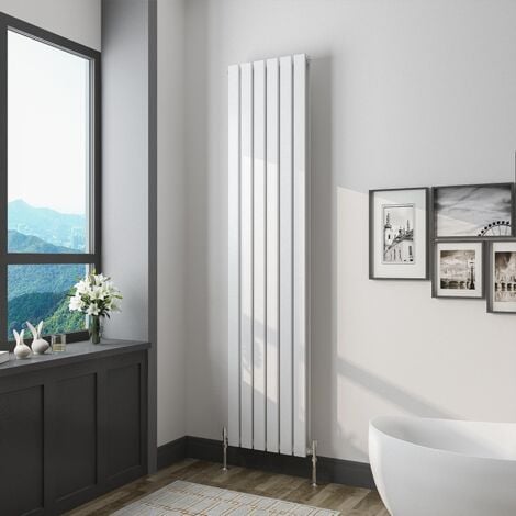1800x408mm Vertical Tall Upright Central Radiators Double White Flat ...