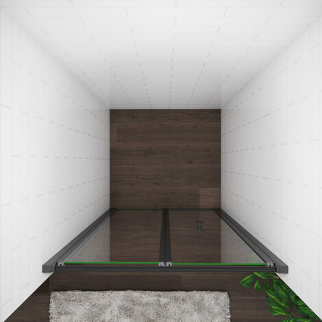 Biubiubath Matt Black Bifold Shower Enclosure Reversible Folding Glass ...