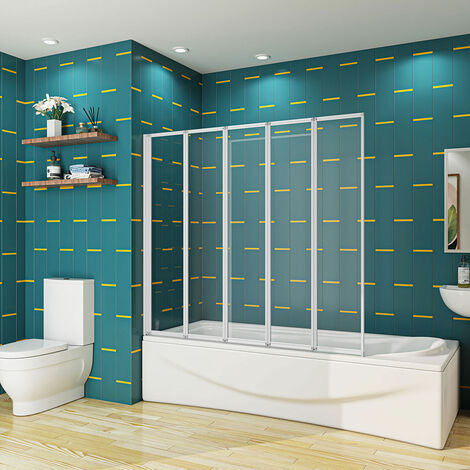 Biubiubath 5 Fold Folding Bath Shower Screen Panel 1200x1400mm