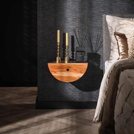 Bedside Table Ridge Acacia Wood Set of 2