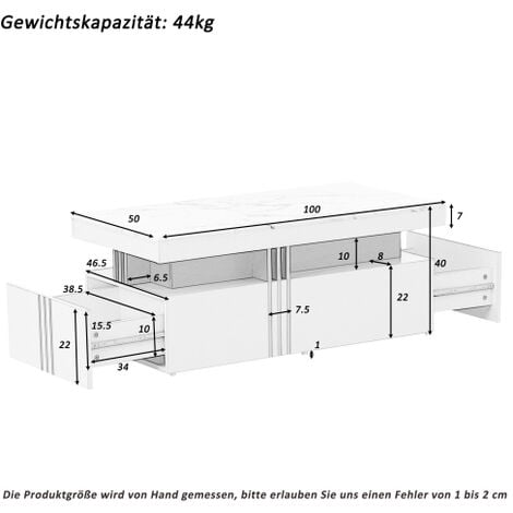 Soges Moderner rechteckiger Couchtisch mit PVC-Musterplatte und 2 ...