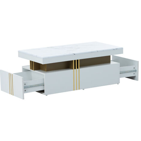 Soges Moderner rechteckiger Couchtisch mit PVC-Musterplatte und 2 ...