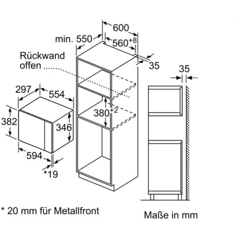 BOSCH G. BLANCA MICROONDAS INTEG BFL524MB0 20L 800W NEGRO