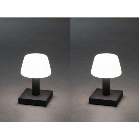 2er Set kleine LED Outdoor Tischleuchten per USB aufladbar, Anthrazit H ...
