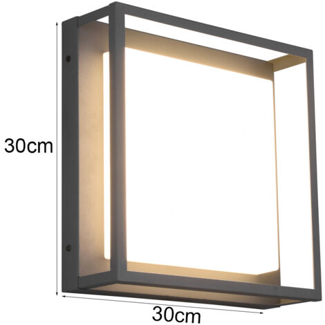 LED Außen Deckenleuchte WITHAM mit Metall Rahmen Anthrazit 30 x 30cm