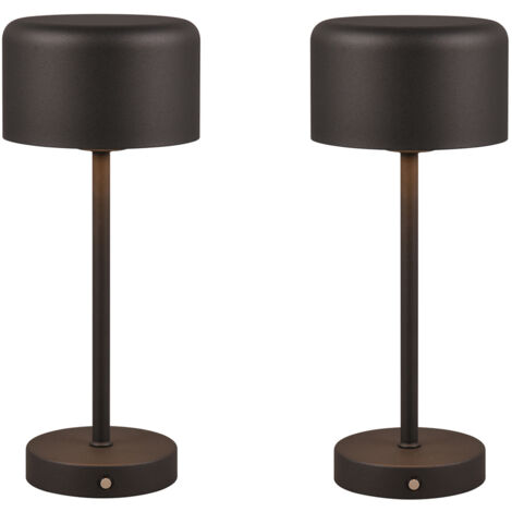 2er SET Akku Tischleuchten, per USB aufladbar, dimmbar, Schwarz, Höhe 30cm