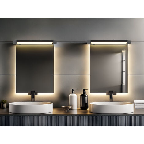 2er SET dimmbare LED Bad Spiegelleuchten schwenkbar, Schwarz Breite 50cm