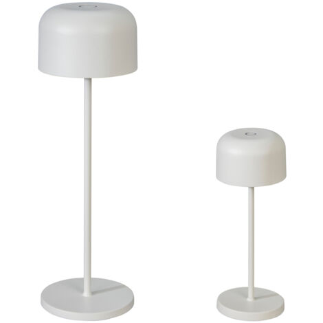 SET Akku Tischleuchten per USB aufladbar, Weiß Höhe 20cm & 36cm