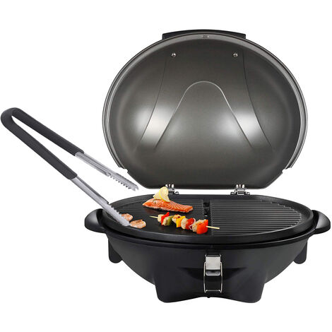 2in1 Elektro Standgrill & Tischgrill mit Deckel & Grillzange 2200 Watt
