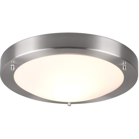 LED Bad Deckenleuchten in Silber mit Glas Opal Weiß Badlampen, Ø 31,5cm