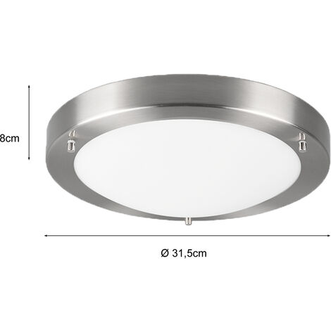 LED Bad Deckenleuchten in Silber mit Glas Opal Weiß Badlampen, Ø 31,5cm