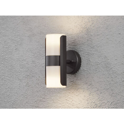 2er Set Außenwandleuchten MODENA schwarz opal, Uplight / Downlight, IP54
