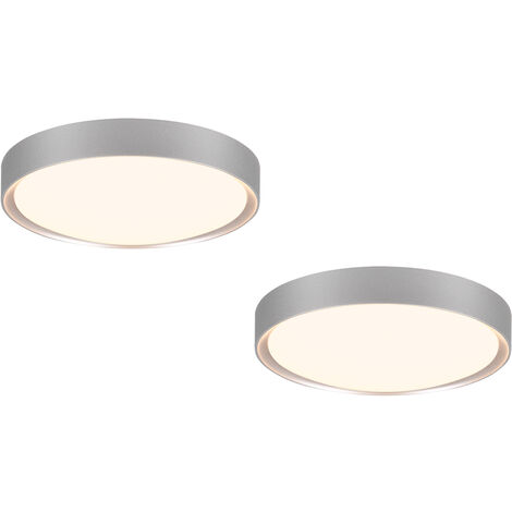 LED Deckenleuchte 2er Set in Grau Titanfarben IP44 Badlampen, Ø 33cm