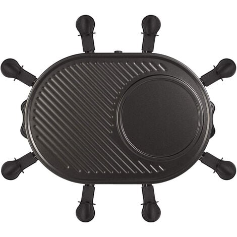 RACLETTE für 8 Personen Tischgrill, Grillplatte oval mit Crêpefläche 1200 Watt