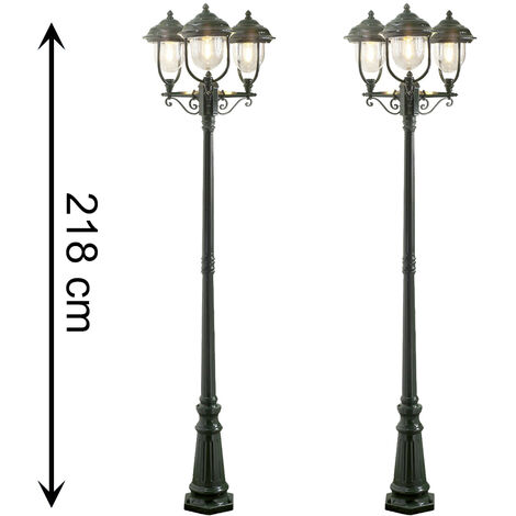 2er-Set grüne Gartenlaterne PARMA aus Aluminium, E27, IP43, H.: 218cm